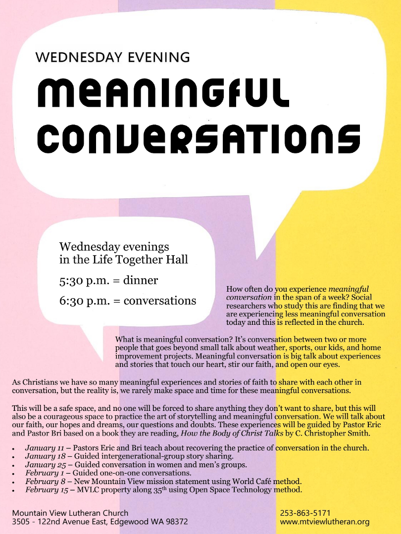 Mountain View Lutheran Church – Sunday worship at 8:15 a.m. and 10:45 a.m.