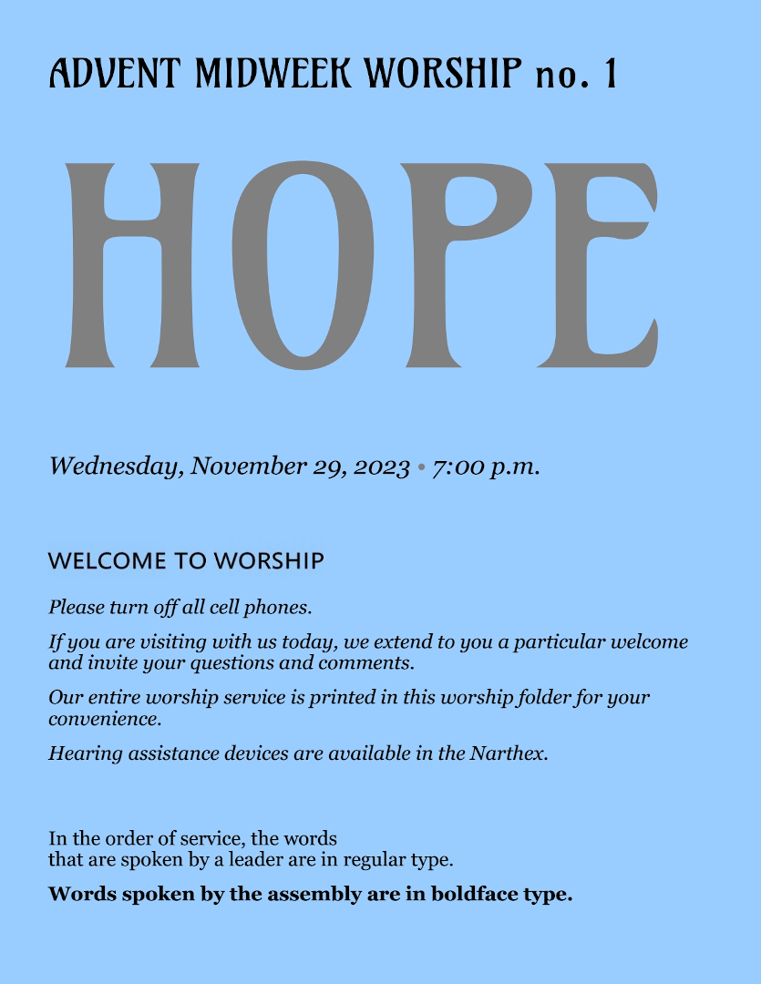 Advent Midweek Worship: Hope – Mountain View Lutheran Church
