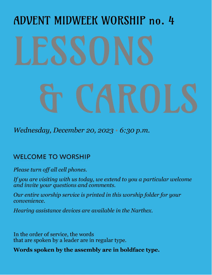 Advent Midweek Worship: Lessons and Carols – Mountain View Lutheran Church